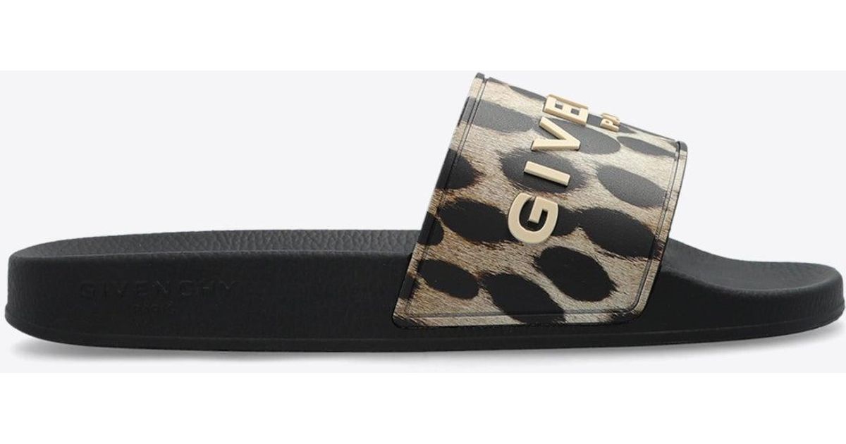 Givenchy Logo-Printed Leopard Slides in White | Lyst