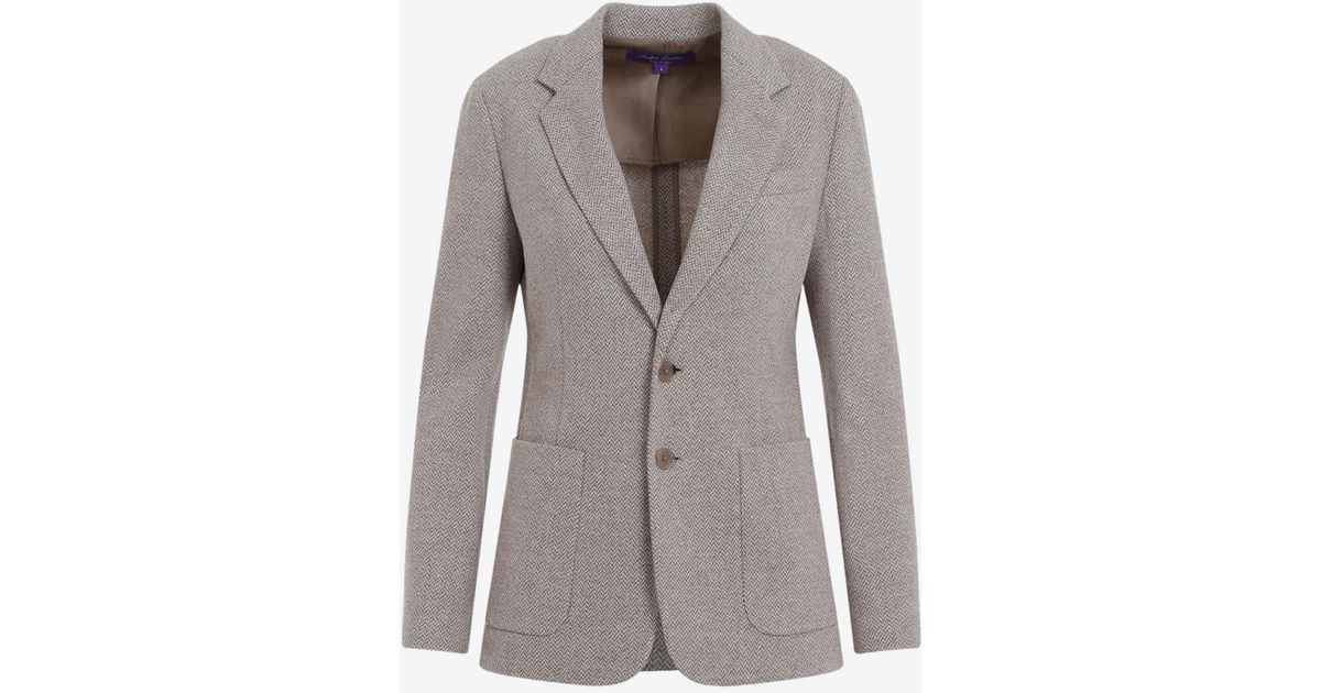 Ralph Lauren Herringbone Hailey Blazer in Gray | Lyst