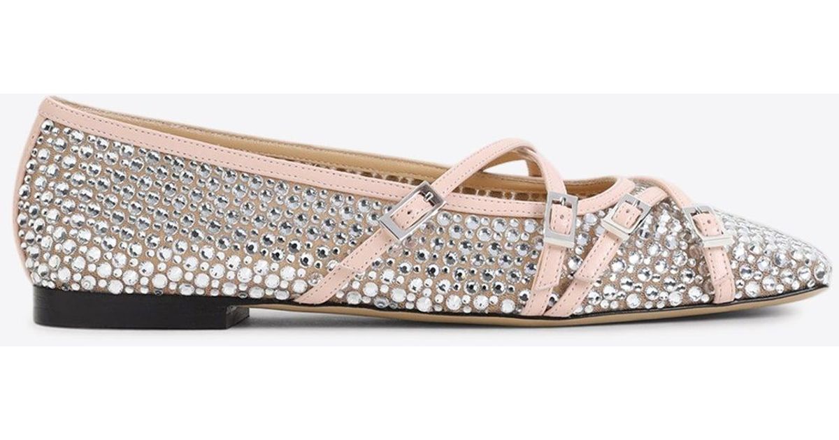Mach & Mach Crystal Net Ballet Flats in White | Lyst