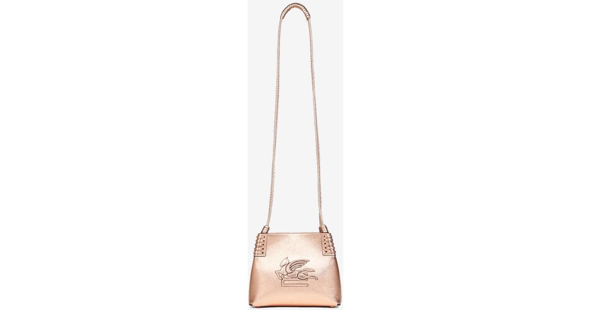 Etro Mini Libra Laminated Leather Shoulder Bag in White | Lyst