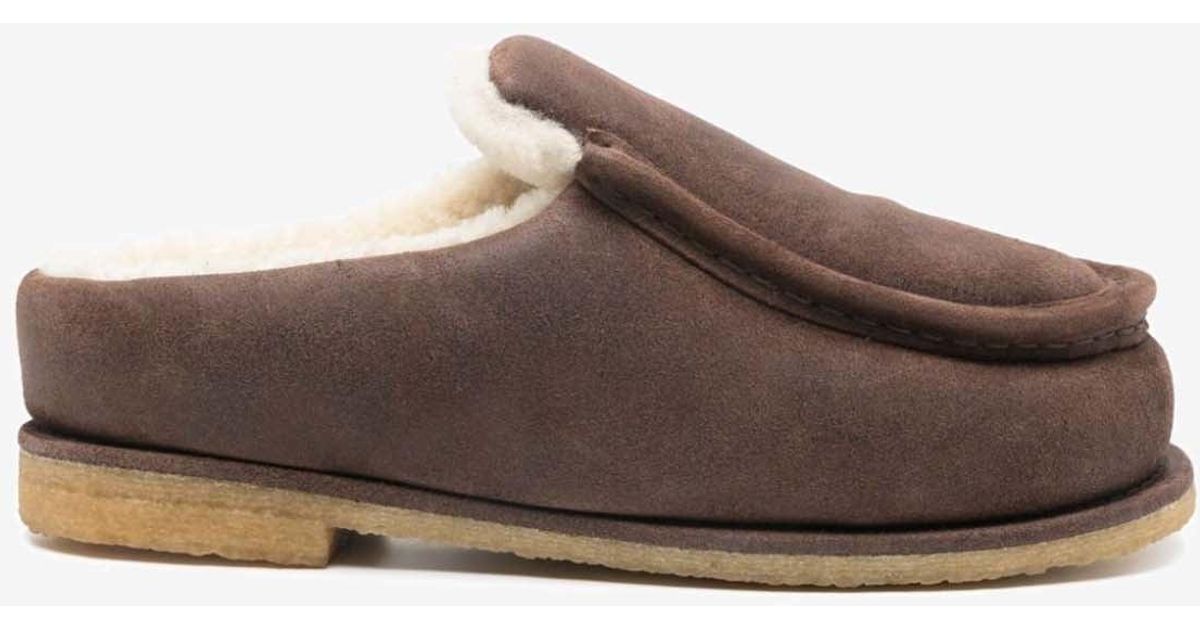 JW Anderson Suede Padded Slippers in Brown | Lyst