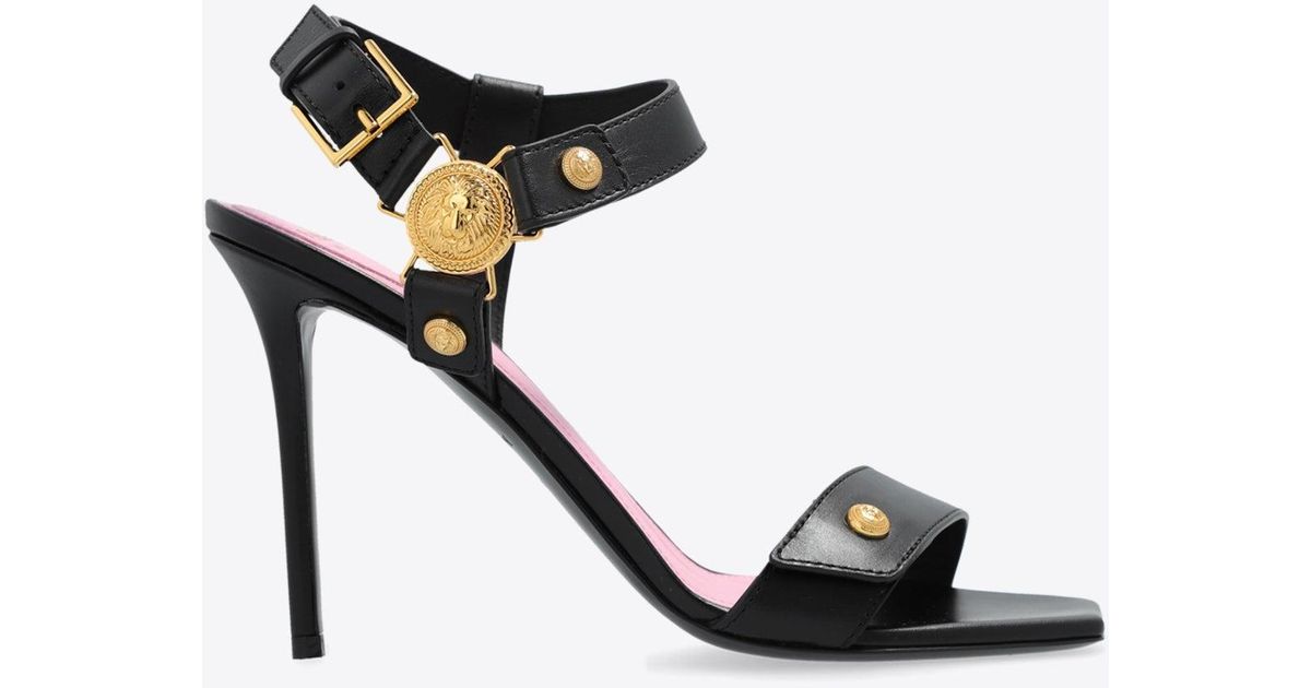 Balmain Eva 95 Leather Sandals in Black | Lyst