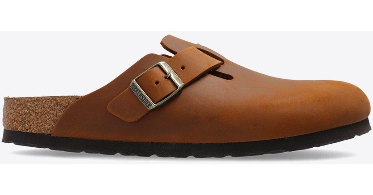 Birkenstock Boston Oiled-Leather Buckled Clogs in Brown | Lyst