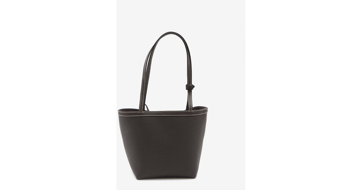 The Row Medium Park Stitch Grained Leather Tote Bag in Black | Lyst Canada