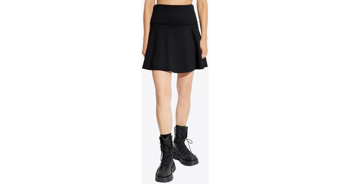 Moncler Neoprene Flared Mini Skirt in Black | Lyst