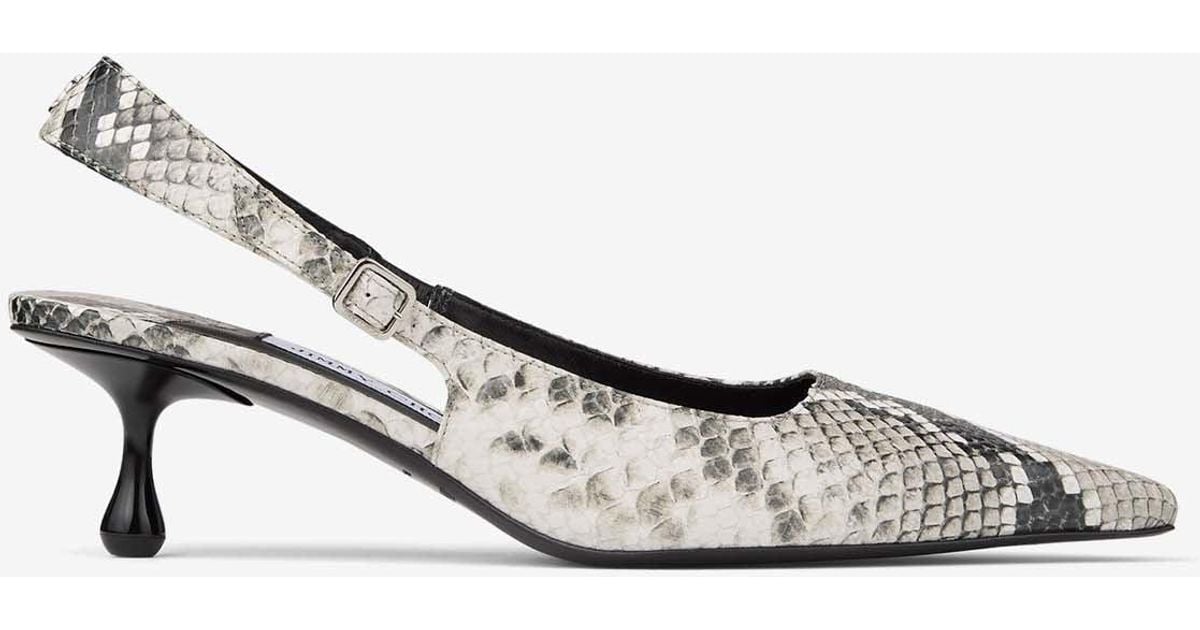 Jimmy Choo Amel 50 Snake Print Leather Pumps in White | Lyst