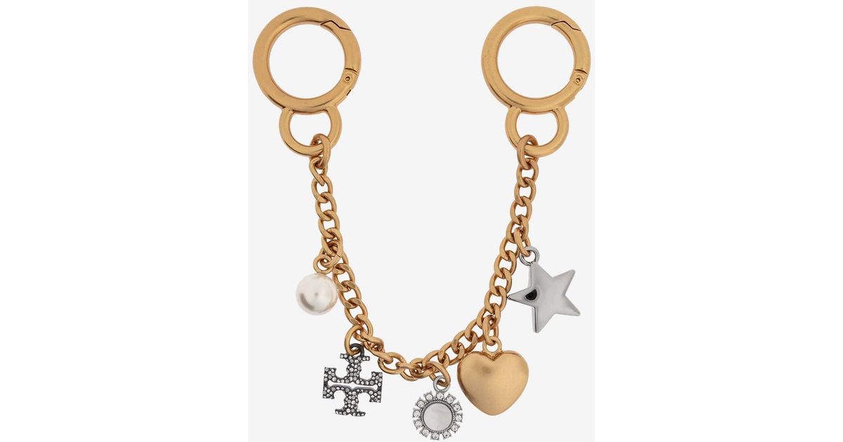 Tory Burch Charms Chain Key-Ring in White | Lyst
