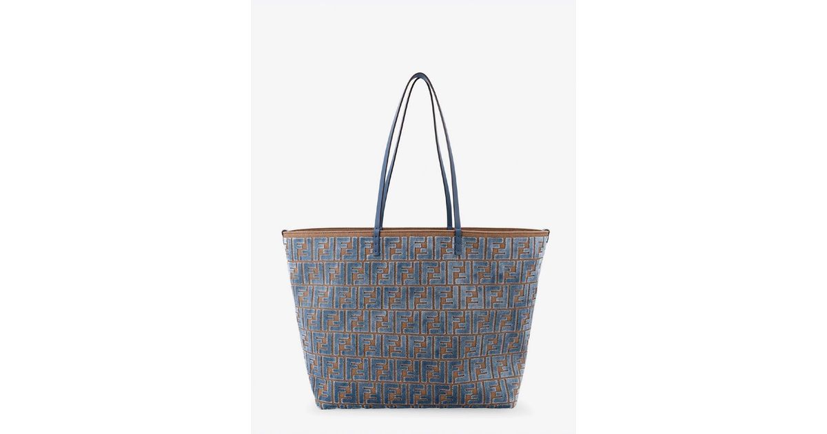 Fendi Large Roll Ff Jacquard Tote Bag in Blue | Lyst