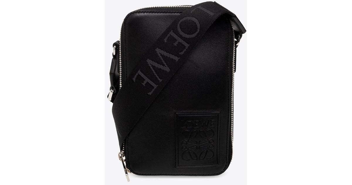 Loewe Vertical Debossed Logo Patch Messenger Bag in Black | Lyst