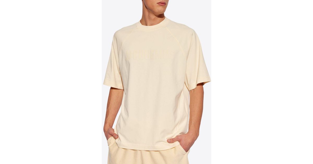 Jacquemus The Typo Logo T-Shirt in Natural for Men | Lyst