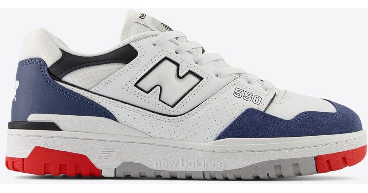 New Balance 550 Low-top Sneakers In White With Vintage Indigo And True ...