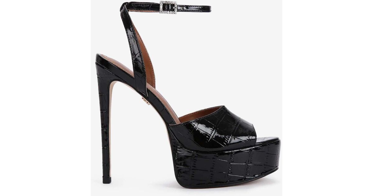 Kurt Geiger Leather Pierra 130 Peep Toe Platforms in Black | Lyst