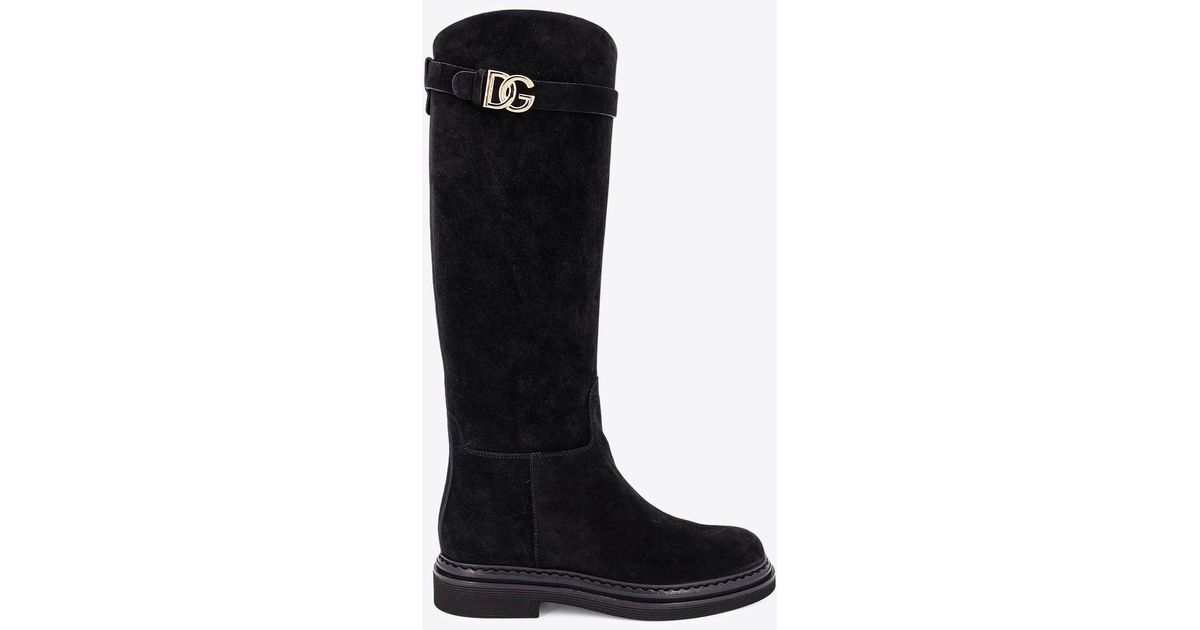 Dolce & Gabbana Luxury Suede Ankle Boots in Black | Lyst