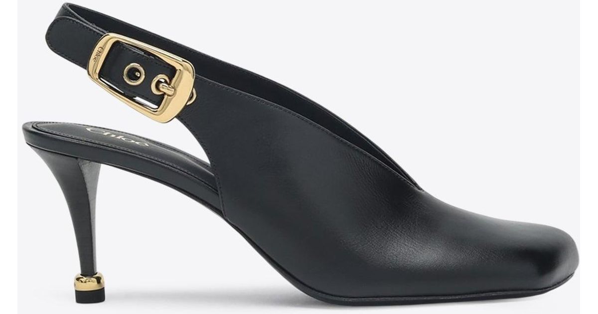 Chloé Andrea 70 Slingback Leather Pumps in Blue | Lyst