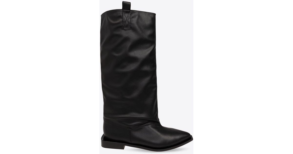 Ganni Western Loose Knee-High Tubular Boots in Black | Lyst