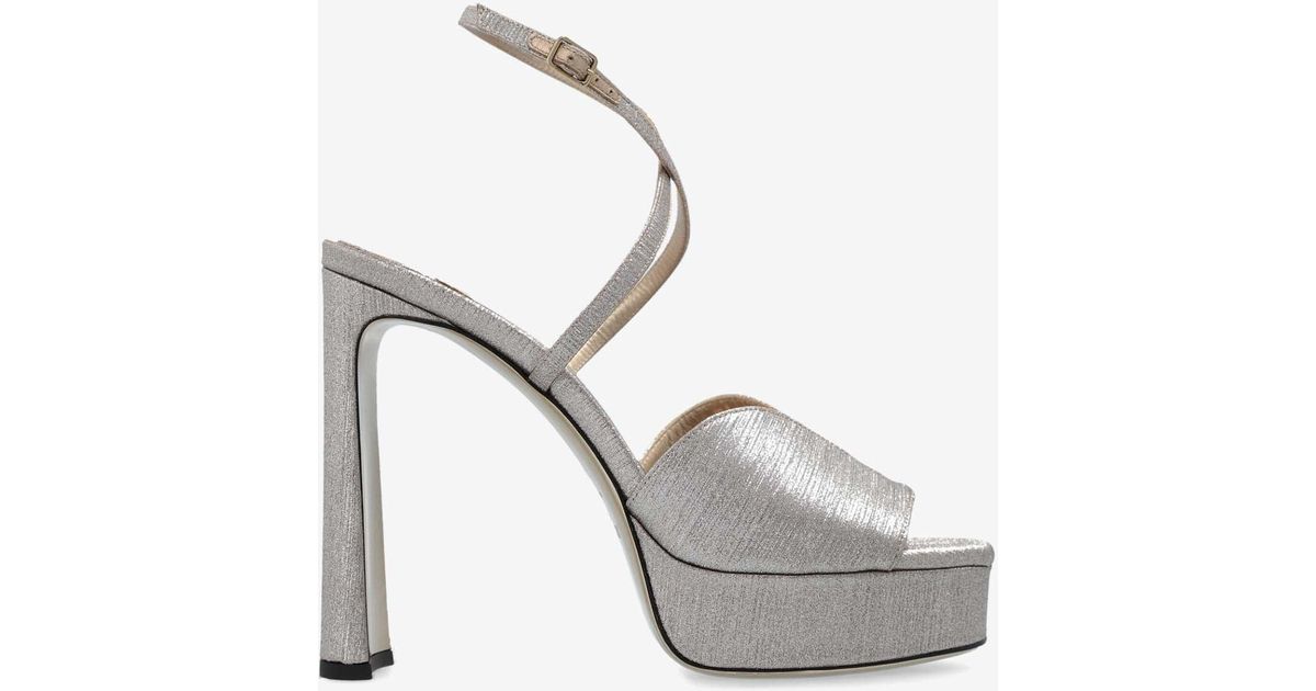 Jimmy Choo Karli 125 Glittered Platform Sandals in Metallic | Lyst
