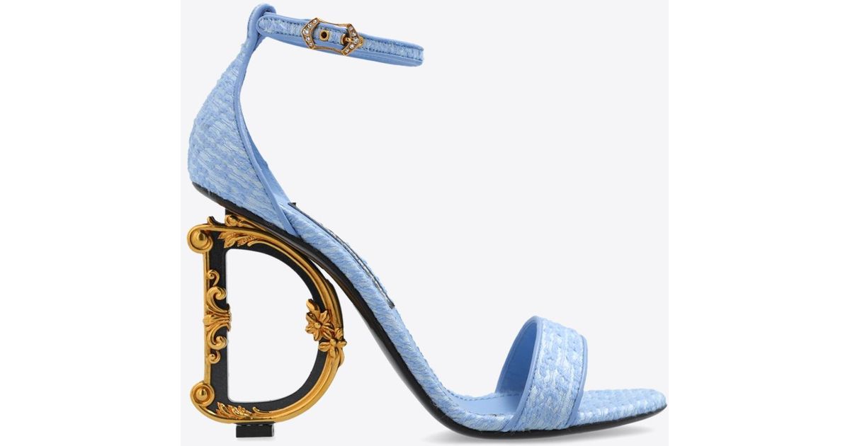 Dolce & Gabbana 105 Baroque Dg Heel Bouclé Sandals in Blue | Lyst