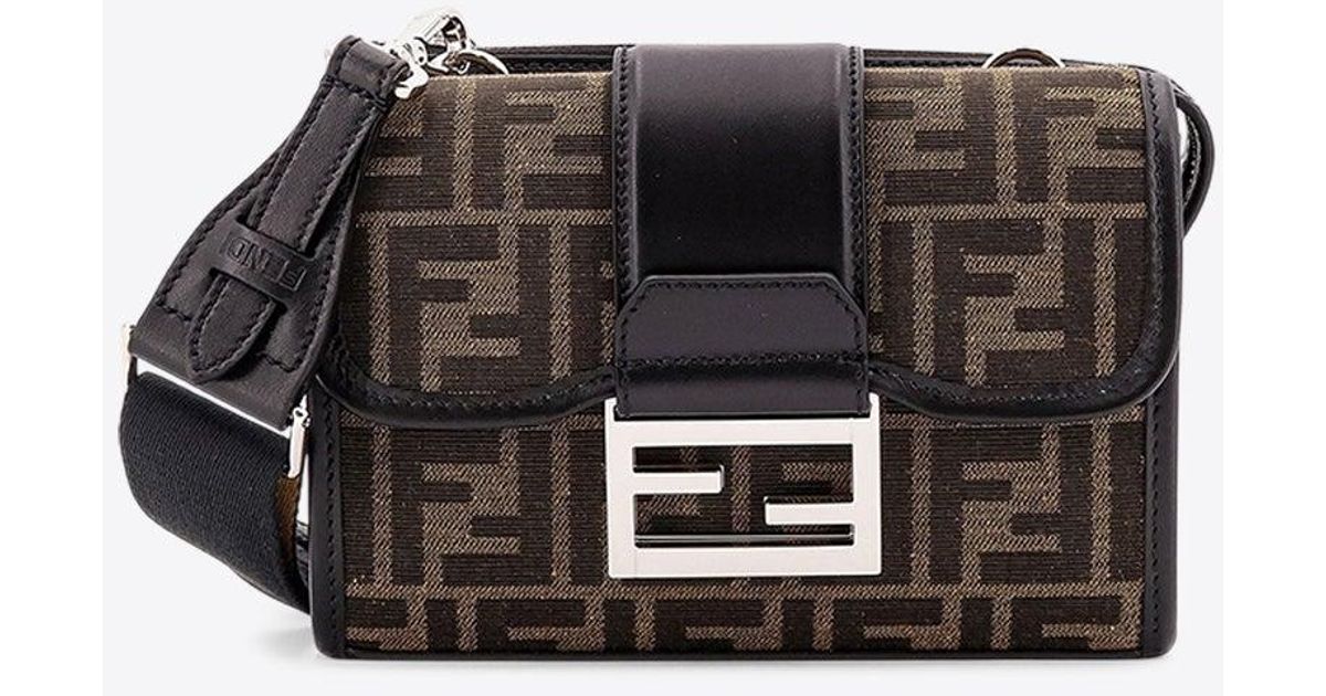 Fendi Double Baguette Ff Jacquard Messenger Bag in White for Men | Lyst