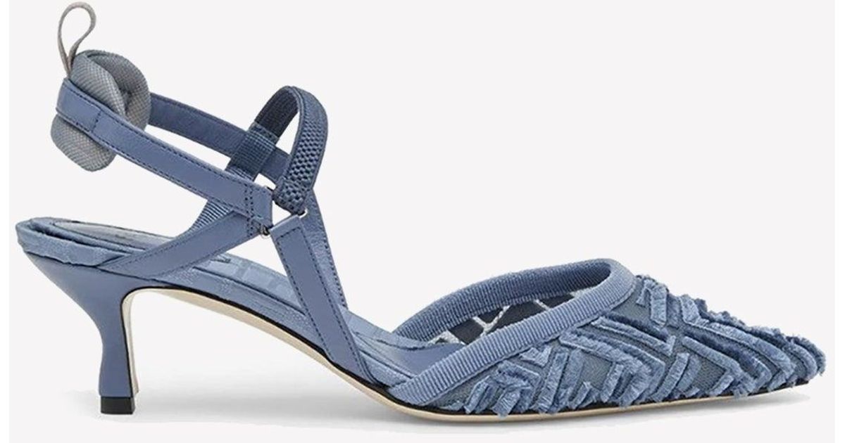 Fendi Colibrì Lite 55 Slingback Mesh Pumps in Blue | Lyst