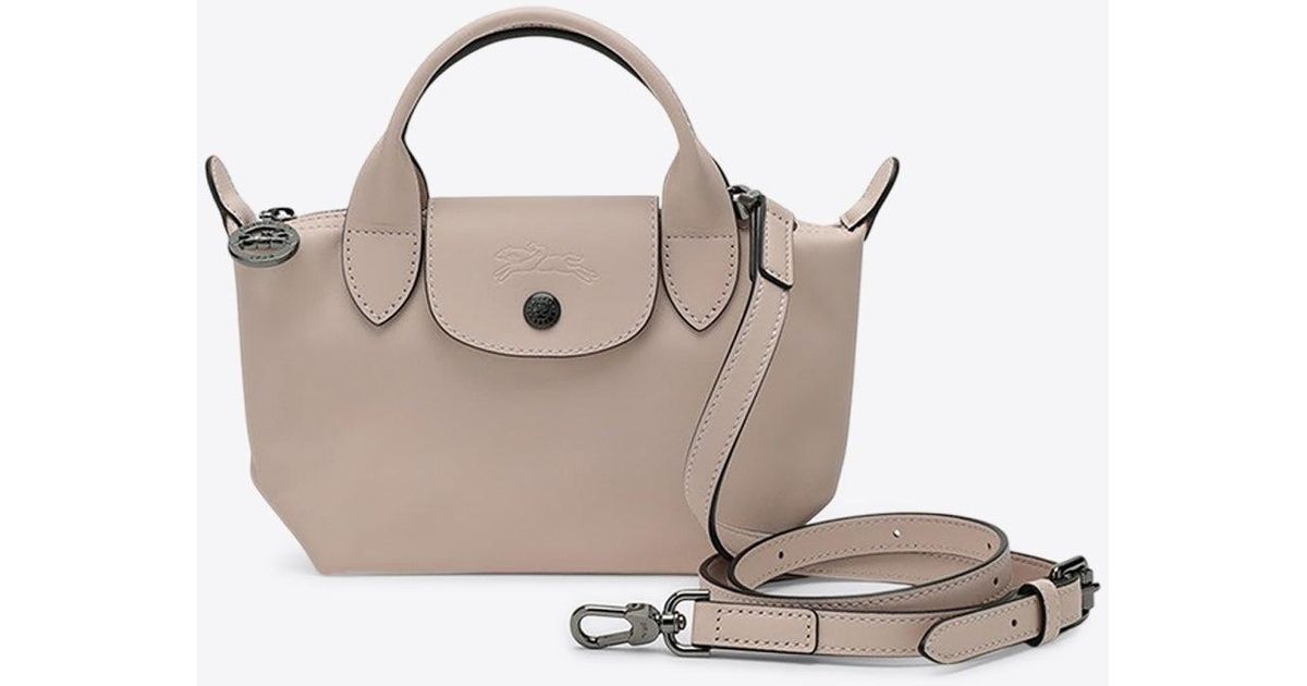 Longchamp Mini Leather Top-Handle Flap Bag in White | Lyst
