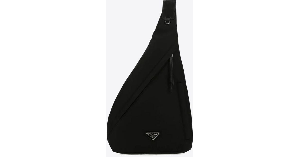 Prada Re-Nylon Triangle Logo Backpack in Black | Lyst