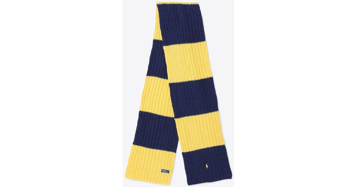 Polo Ralph Lauren Striped Rugby Wool Scarf in Blue | Lyst