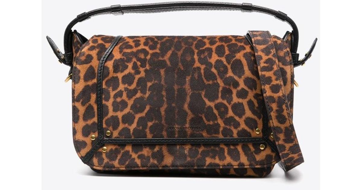 Jérôme Dreyfuss Small Pepito Leopard Print Suede Crossbody Bag in White ...