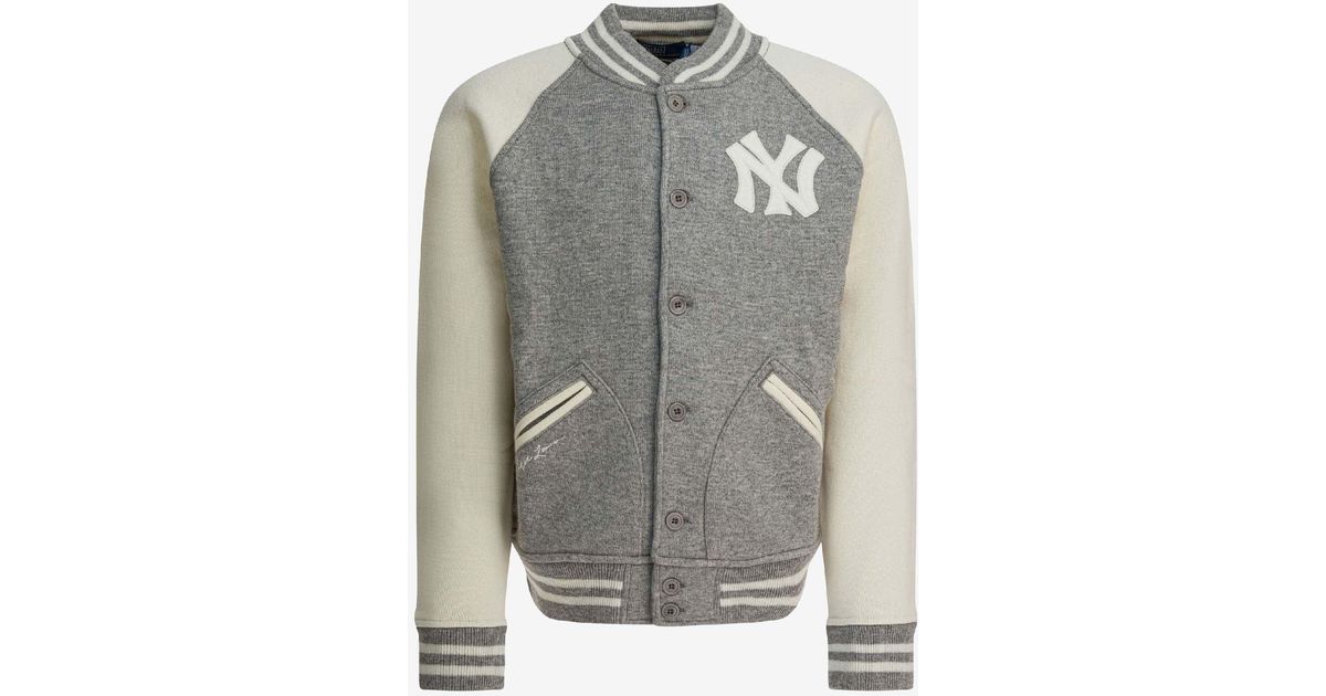Polo Ralph Lauren Yankees Wool Bomber Jacket in Gray for Men | Lyst