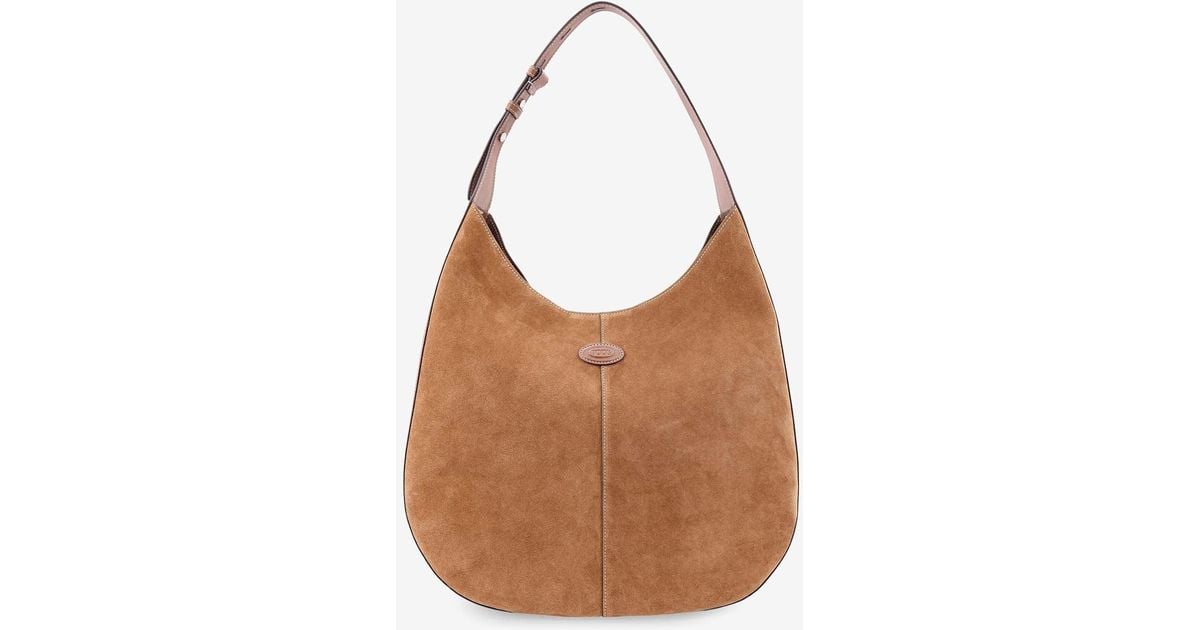 Tod's Small Di Suede Hobo Bag in Brown | Lyst