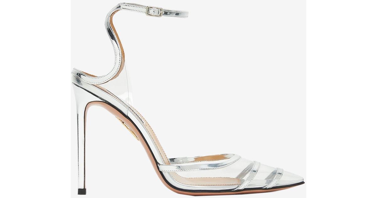 Aquazzura Sting 105 Pumps In Leather And Pvc in White | Lyst