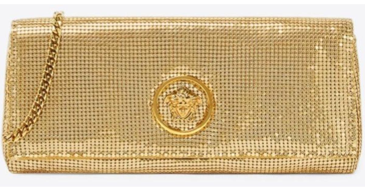 Versace La Medusa Metal Mesh Clutch in White | Lyst