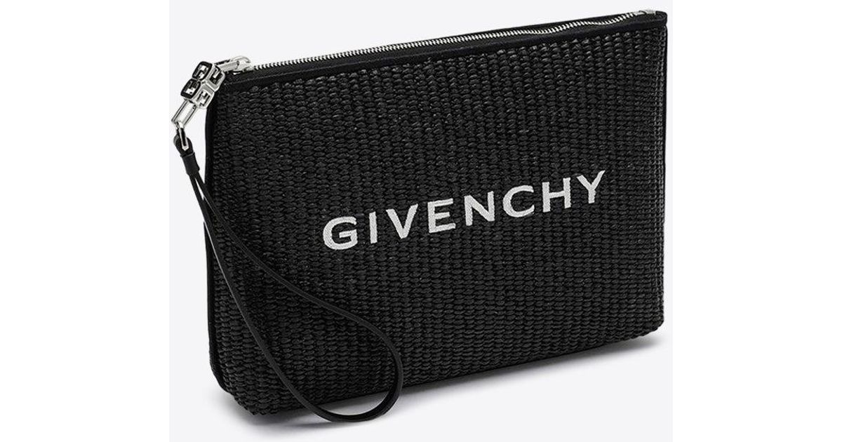 Givenchy Logo Raffia Clutch Bag in Black | Lyst
