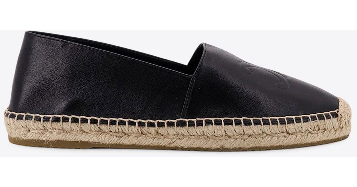 Celine Triomphe Logo Leather Espadrilles in White for Men | Lyst