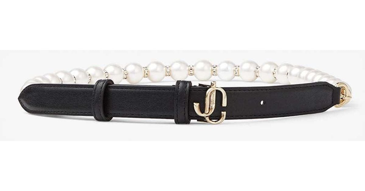 Jimmy Choo Jc Chain Belt With Pearls And Crystals in White | Lyst