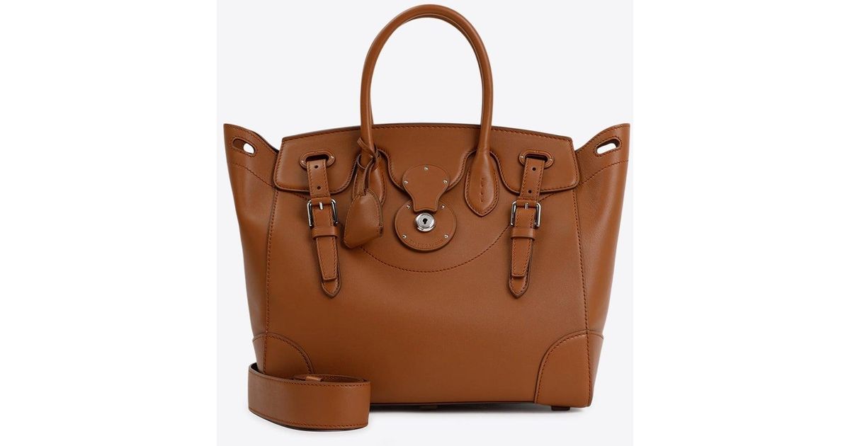 Ralph Lauren Soft Ricky 33 Top Handle Bag in Brown | Lyst