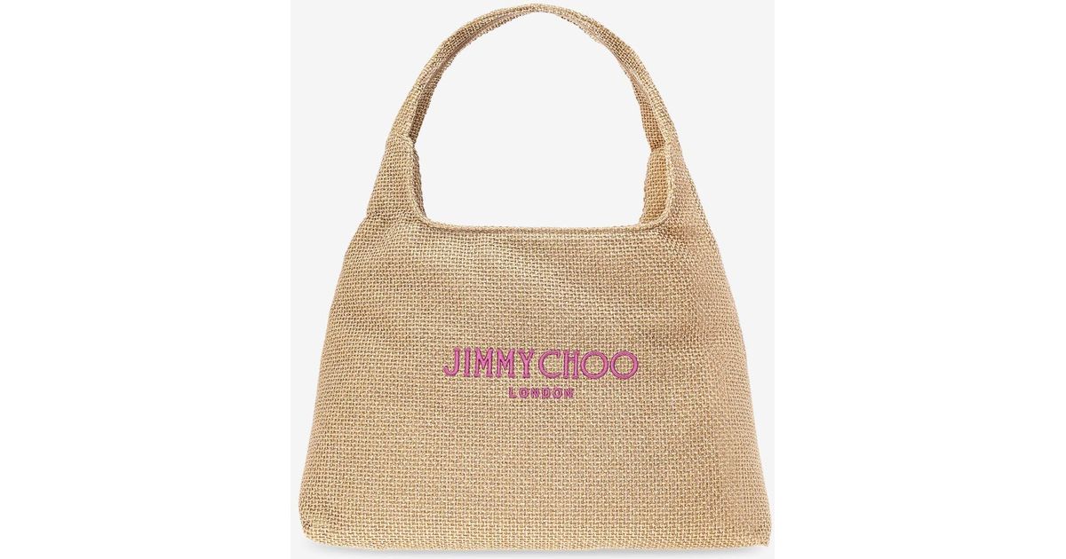 Jimmy Choo Large Beach Diamond Hobo Tote Bag in Natural | Lyst