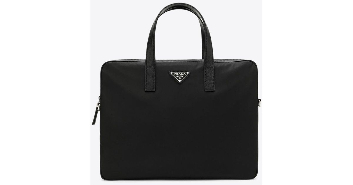Prada Triangle Logo Re-Nylon Briefcase in Black for Men | Lyst