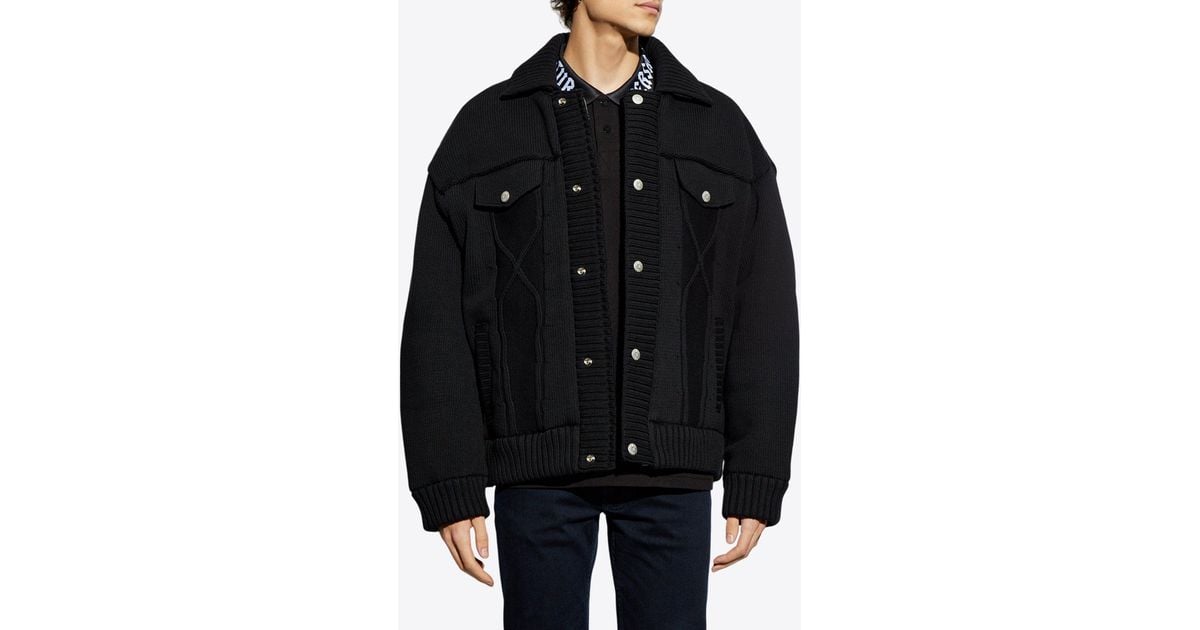 KENZO Logo Lettering Knitted Jacket in Black for Men | Lyst