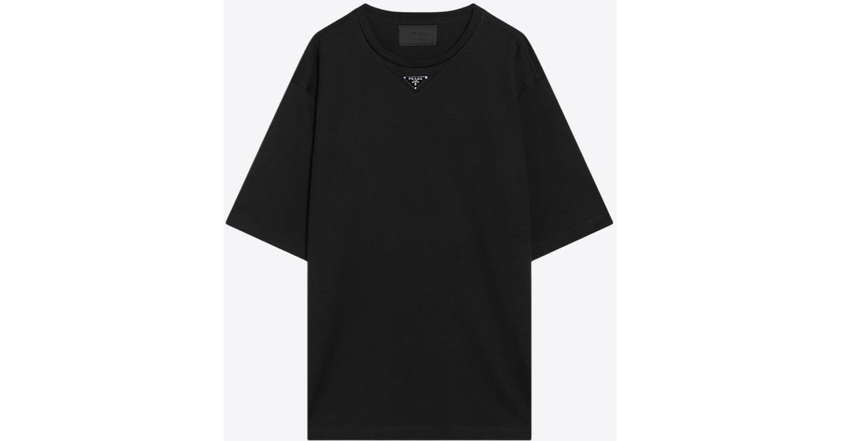 Prada Logo Triangle Oversized T-Shirt in Black for Men | Lyst