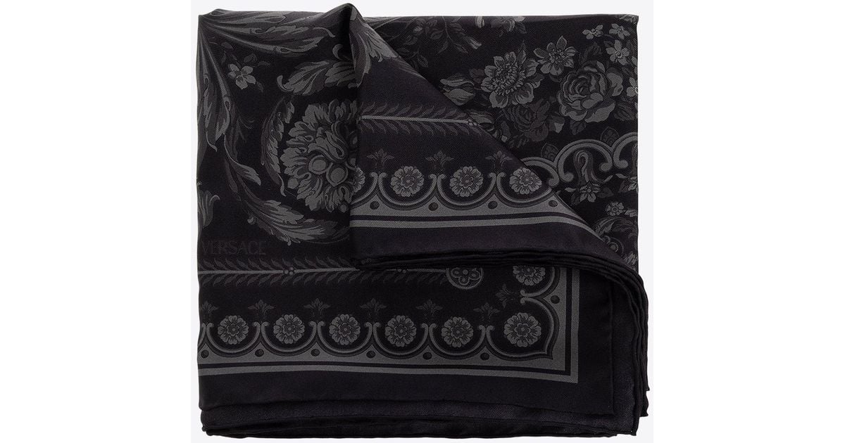 Versace Barocco Pattern Silk Scarf in Black | Lyst