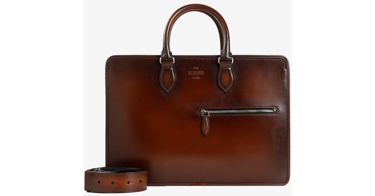 Berluti Neo Venezia Leather Briefcase in Brown for Men | Lyst