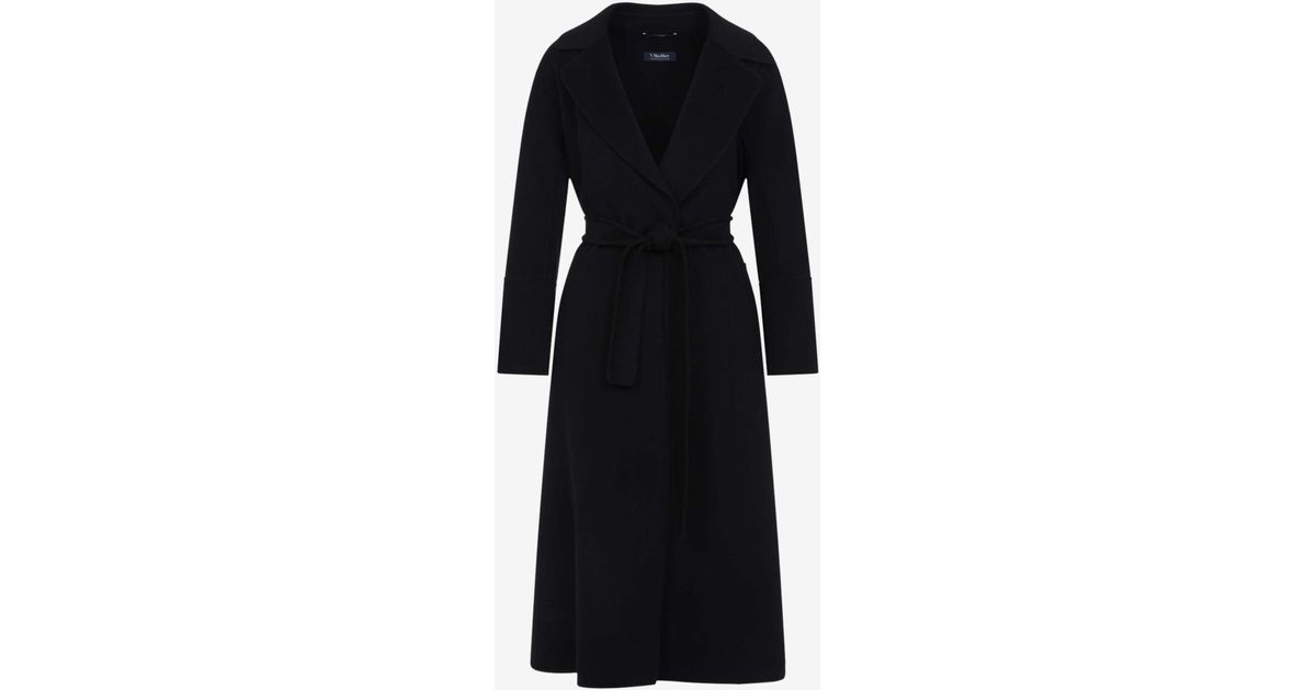 Max Mara Elisa Long Wool Coat in Black | Lyst