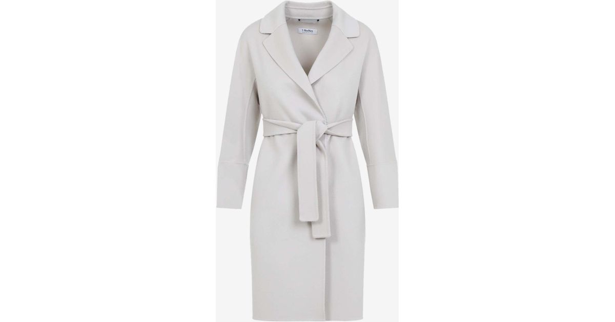 Max Mara Arona Long Wool Coat in White | Lyst