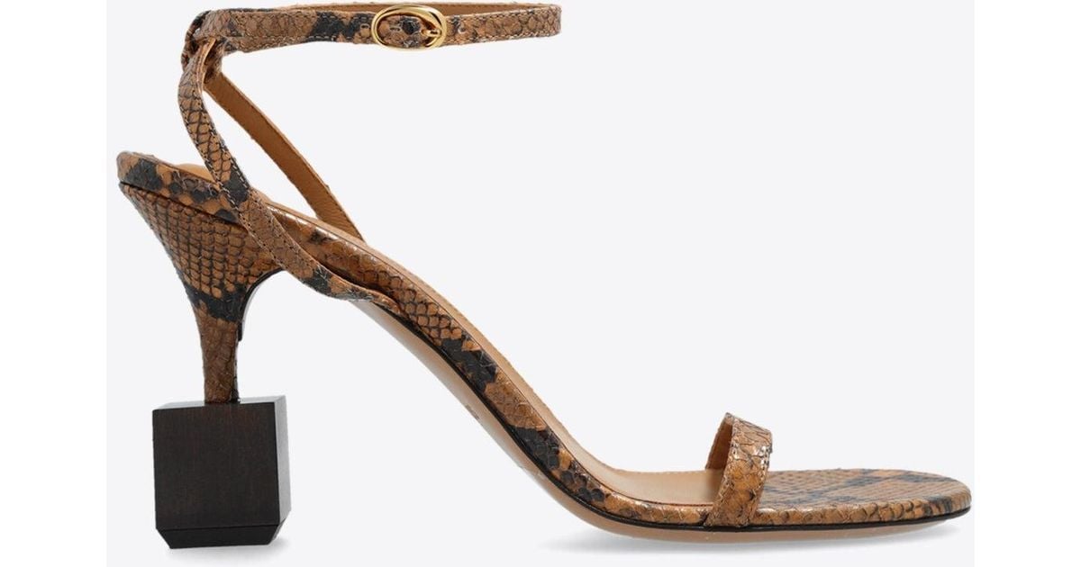 Jacquemus Bisou 90 Python Print Leather Sandals in White | Lyst