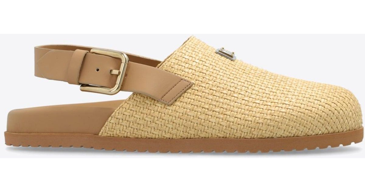 Dolce & Gabbana Logo Tag Woven-Raffia Clogs in White for Men | Lyst