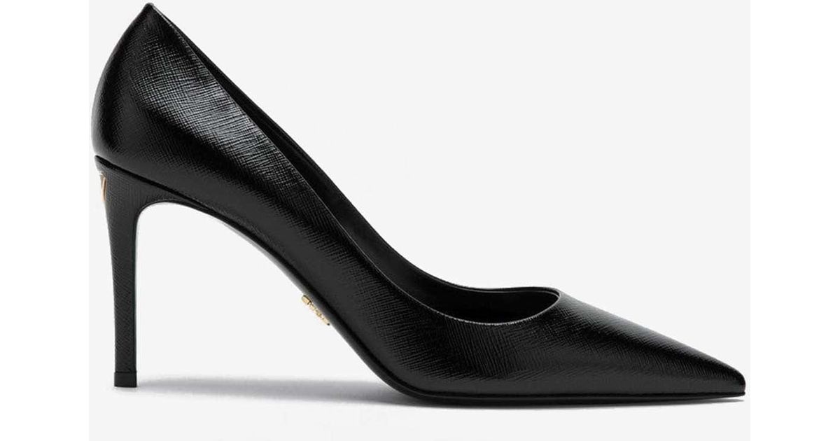 Prada 100 Leather Décolleté Pumps in Black | Lyst