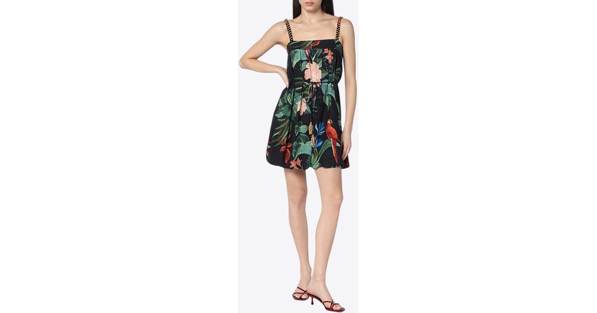 FARM Rio Midnight Macaw Fiesta Floral Mini Dress in Green | Lyst