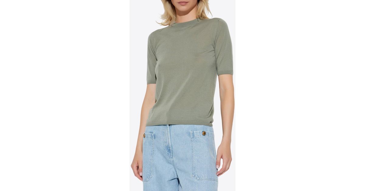 Max Mara Gerico Wool Knit Top in Green | Lyst