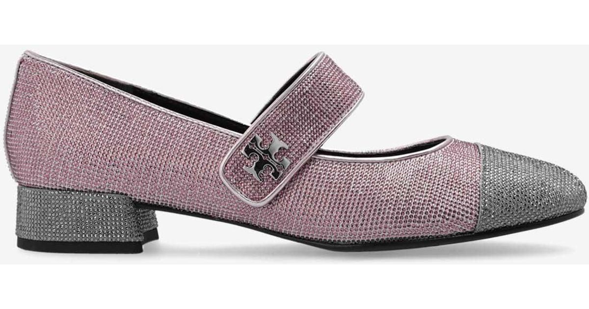 Tory Burch Cap-Toe May Jane Pavé Ballet Flats in White | Lyst