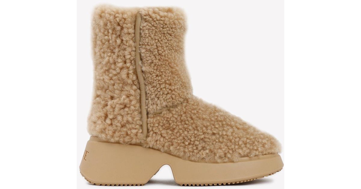 Loewe 70 Shearling Wedge Ankle Boots in Natural for Men | Lyst